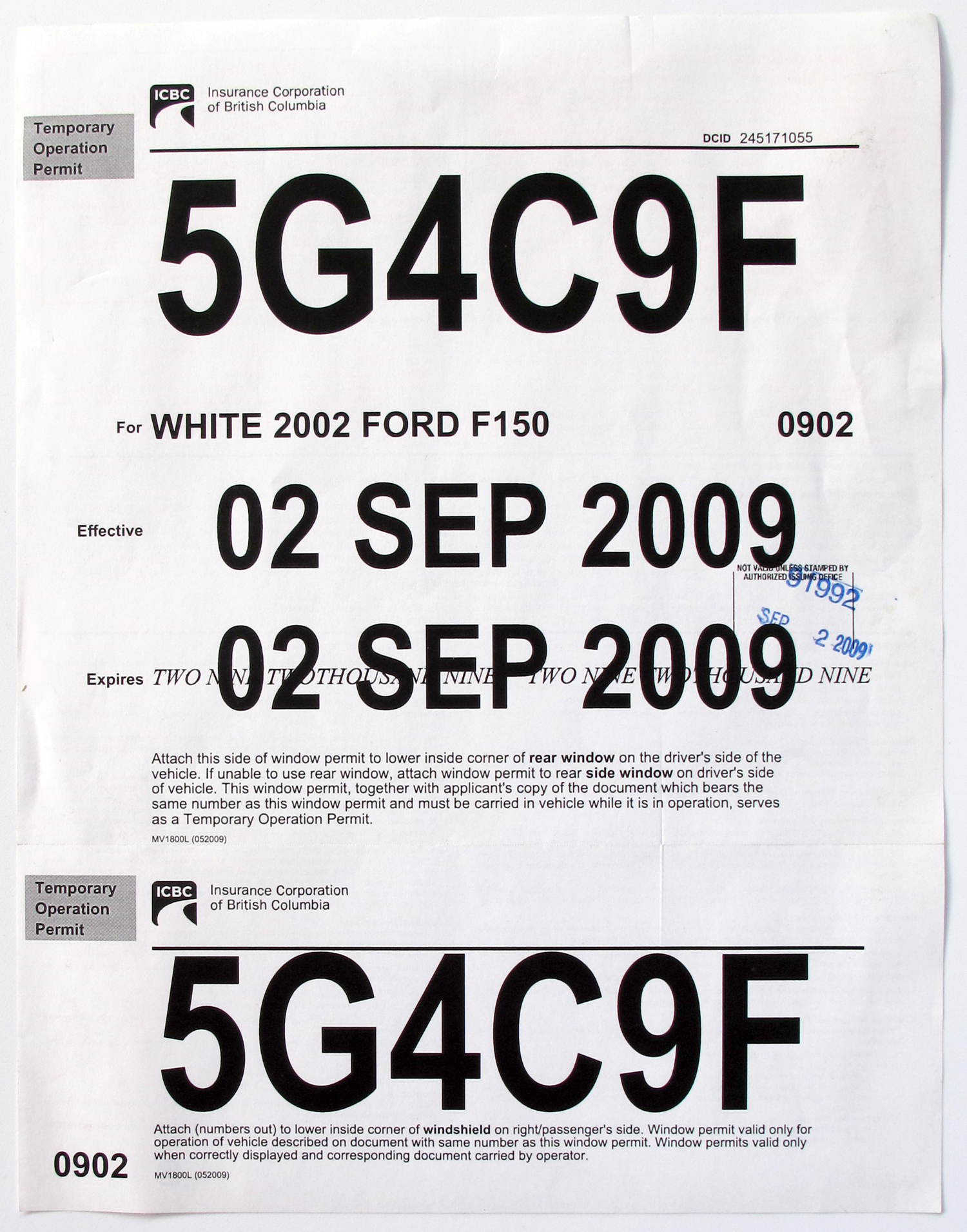 British Columbia Temporary Operating Permits